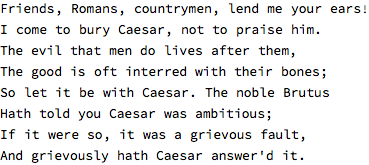 Friends, Romans, Countrymen | Wolfram Data Repository
